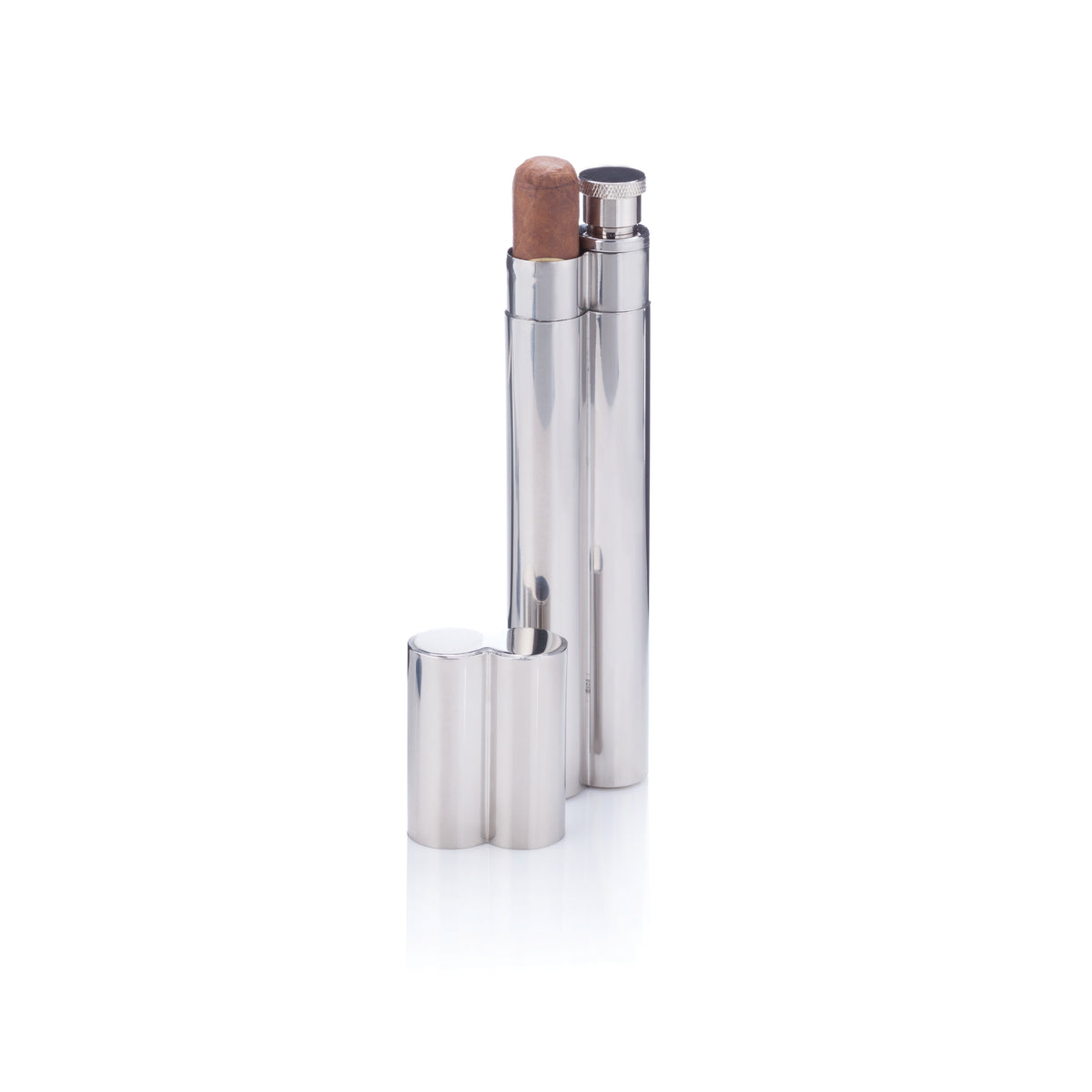 Viski Stainless Steel Cigar Holder with 2 oz Liquor Flask, Slim ...