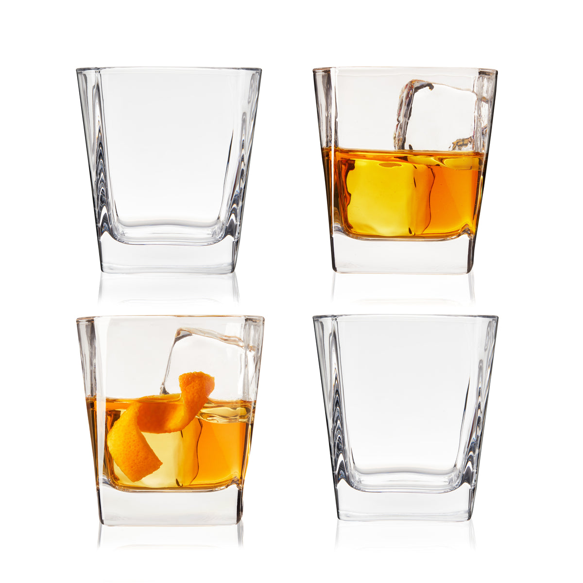 True Square Rocks Cocktail Glasses, Set of 4 - 9 oz Lowball Glassware ...