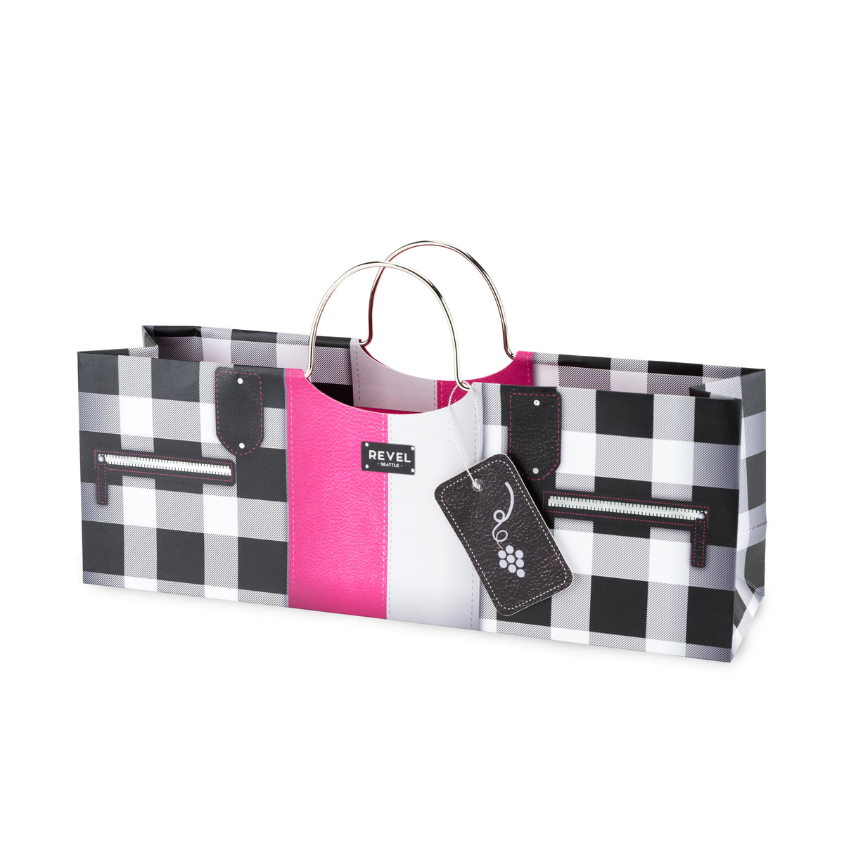 Cakewalk Black and Pink Fashion Wine Purse, Stylish Paper Gift Bag for ...