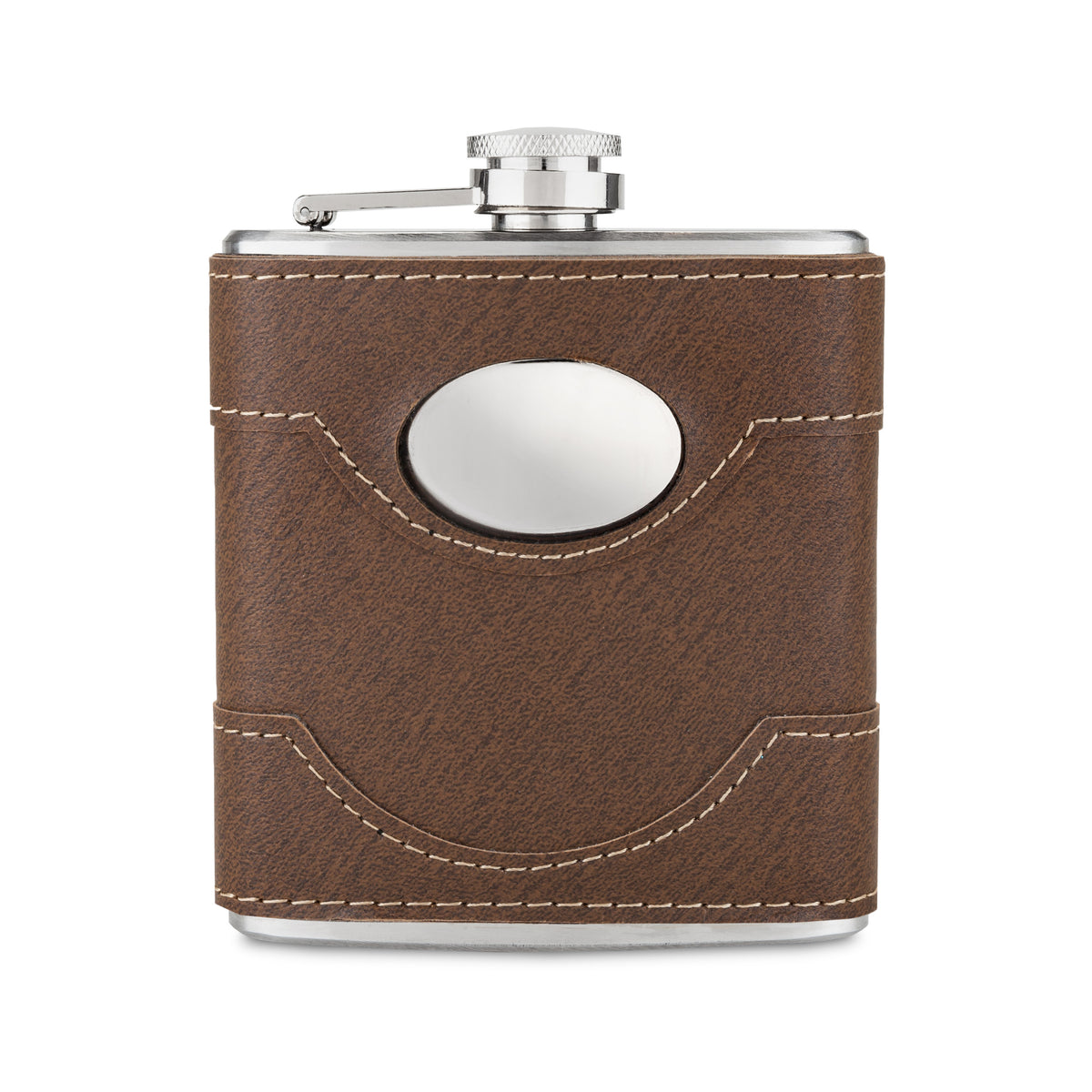 Twine Bootlegger Metal Flask - Leather Wrap Stainless Steel Flask with ...