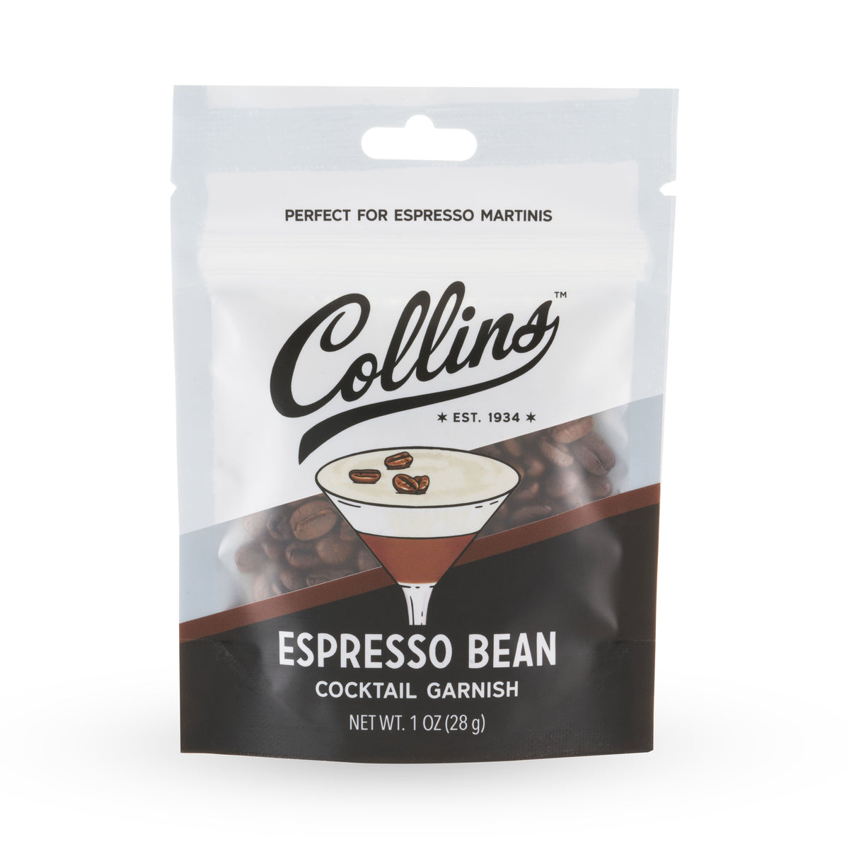 Collins Espresso Bean Cocktail Garnish – 1 oz Resealable Pouch, Premium ...
